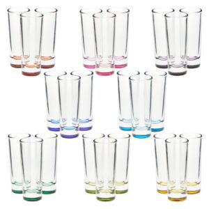 juvale 24 pack 2 oz colorful shot glasses bulk set for tequila, whiskey, vodka, liqueurs, 8 rainbow colors