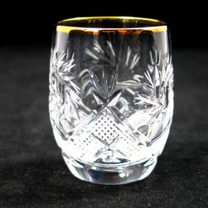 SET of 6 Russian Cut Crystal Shot Shooter Glasses 24K Gold Rimmed 1.7 Oz. Vodka Liquor Old-fashioned Glassware Hand Made