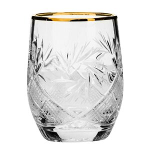 SET of 6 Russian Cut Crystal Shot Shooter Glasses 24K Gold Rimmed 1.7 Oz. Vodka Liquor Old-fashioned Glassware Hand Made