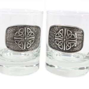 Trinity Knot Irish Whiskey Glasses Quadruple Trinity Set of Two Made in Ireland