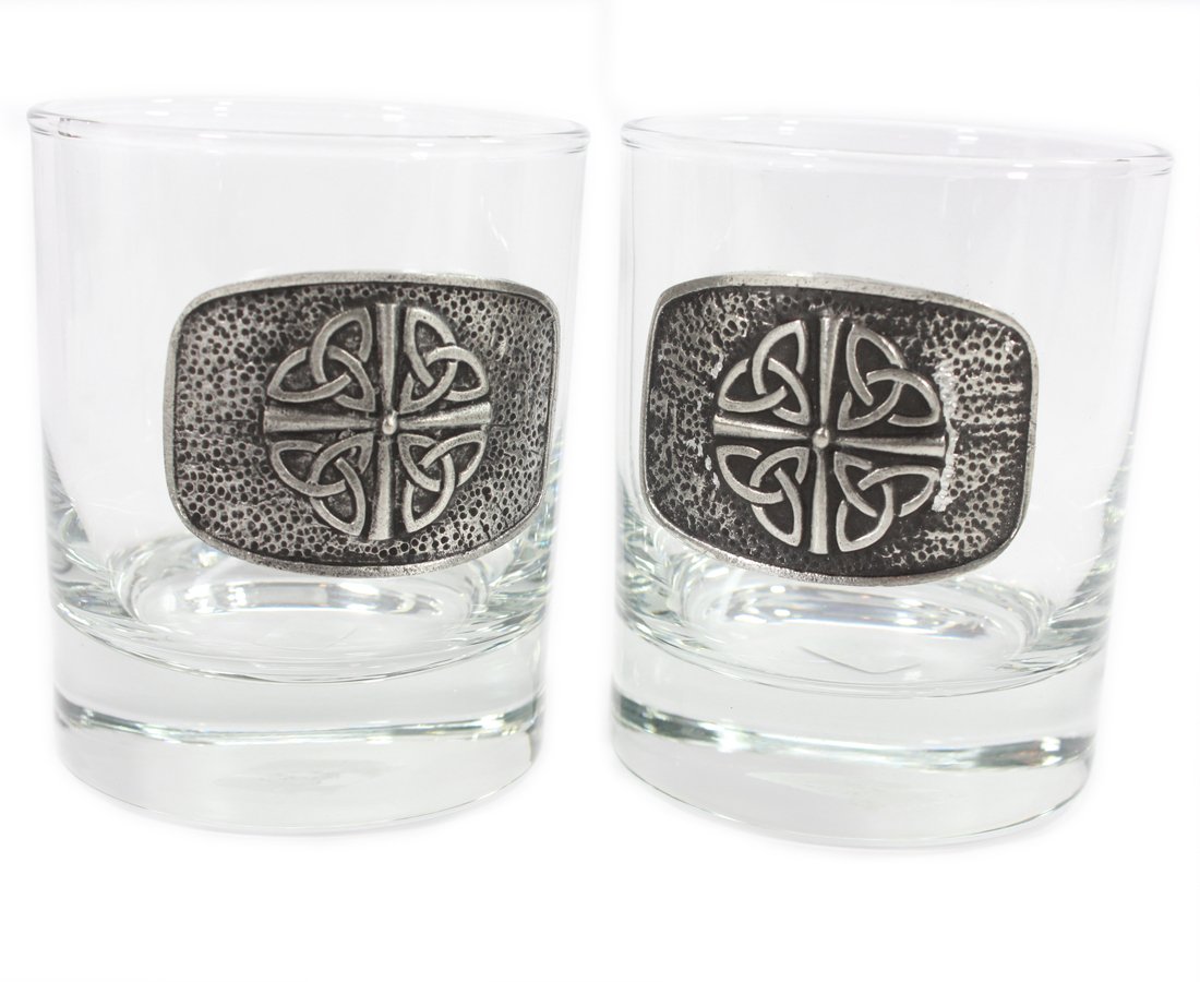 Trinity Knot Irish Whiskey Glasses Quadruple Trinity Set of Two Made in Ireland