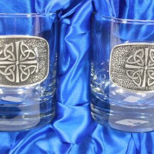 Trinity Knot Irish Whiskey Glasses Quadruple Trinity Set of Two Made in Ireland