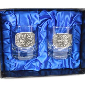 Trinity Knot Irish Whiskey Glasses Quadruple Trinity Set of Two Made in Ireland