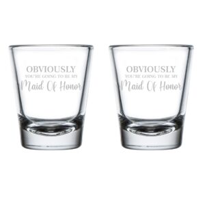 mip brand set of 2 shot glasses 1.75oz shot glass bridal party maid of honor proposal script