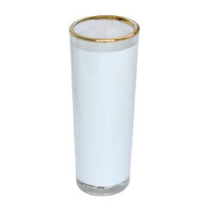 12 Pieces 1.5oz Sublimation Blank Long Shot Glass Bar drink alcohol Tequila Brandy with Golden Rim (4'' x 2'')