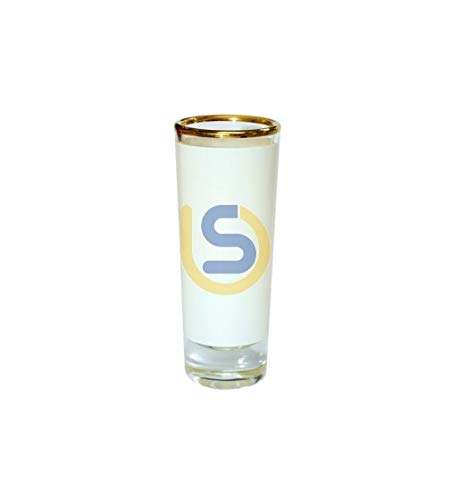 12 Pieces 1.5oz Sublimation Blank Long Shot Glass Bar drink alcohol Tequila Brandy with Golden Rim (4'' x 2'')