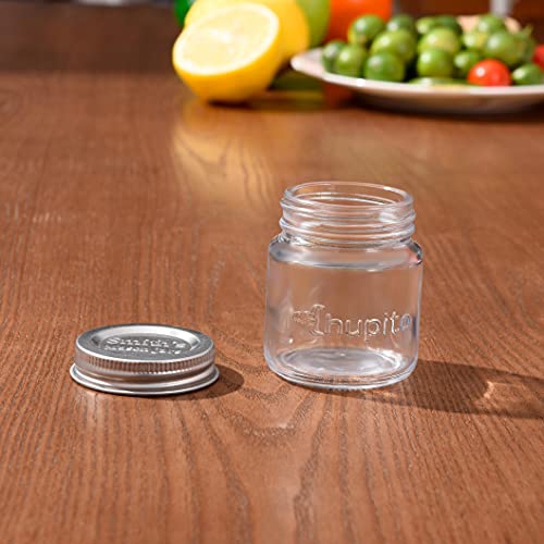 Smith's Mason Jars Mini Mason Jars set of 6 Chupito Shot Glasses with Lids - 2oz Per Shot Glass - For Parties, Arts and Crafts Storage, Drinks, Wedding Favors