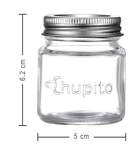 Smith's Mason Jars Mini Mason Jars set of 6 Chupito Shot Glasses with Lids - 2oz Per Shot Glass - For Parties, Arts and Crafts Storage, Drinks, Wedding Favors