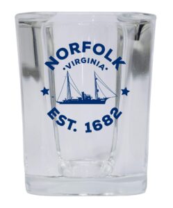 norfolk virginia waterfront city vintage style souvenir square shot glass