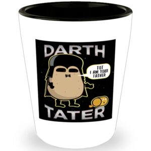 mmandiDESIGNS Funny Sci Fi Gag Potato Darth Saying You Are My Son To Tater Tot Outer Space Shot Glass Awesome Present Idea