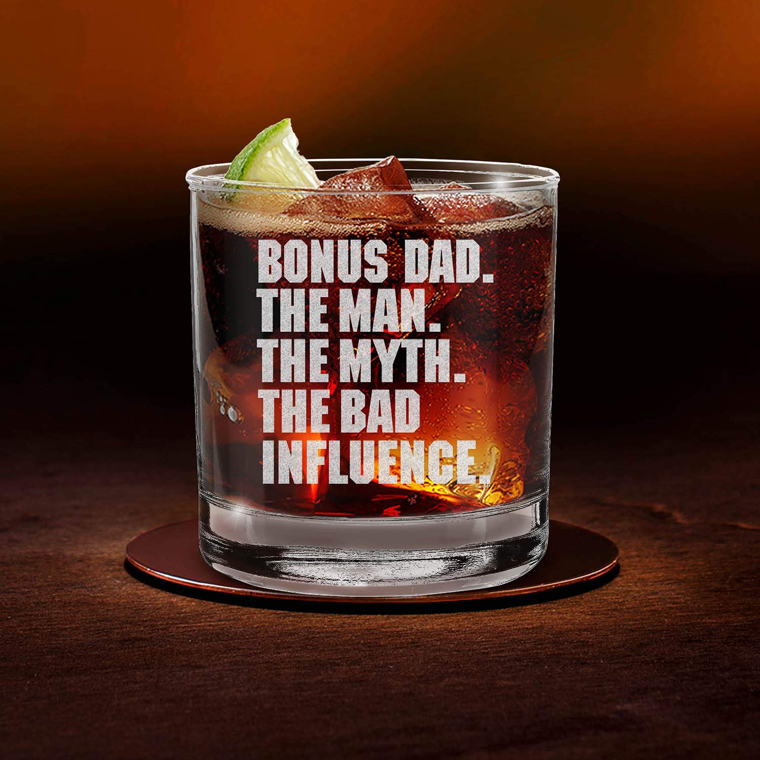 shop4ever Stepdad The Man The Myth The Bad Influence Engraved Whiskey Glass, Father's Day Gift 11 oz.