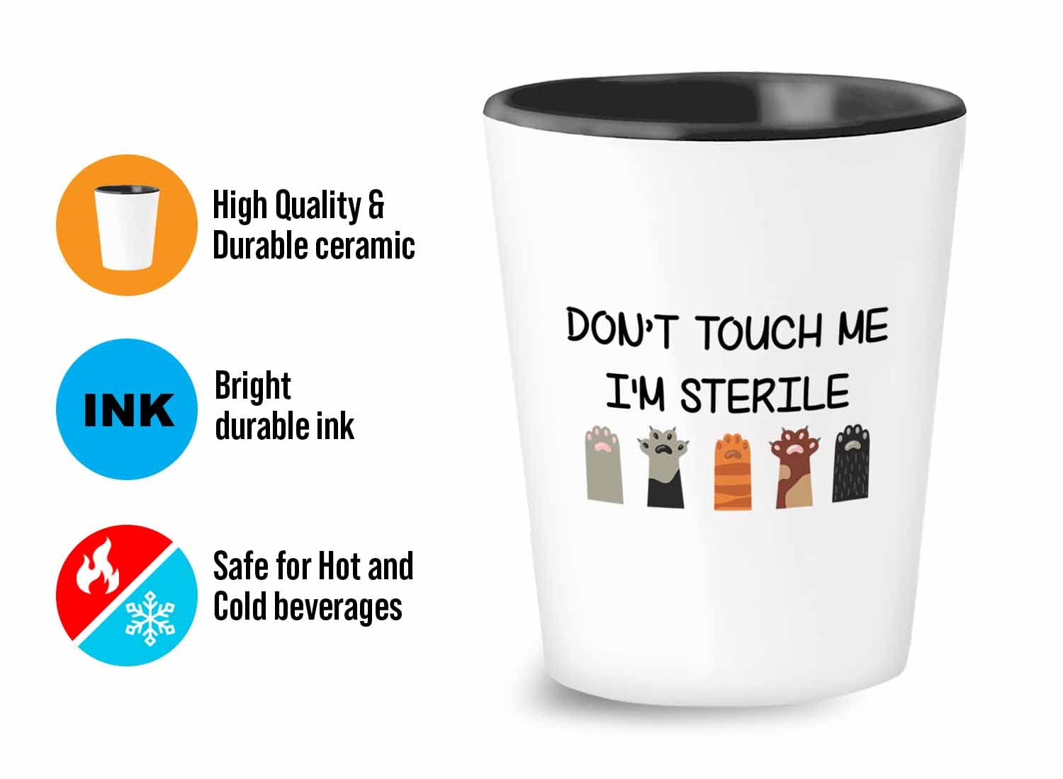 Bubble Hugs Veterinarian Shot Glass 1.5oz - Don’t touch me I'm sterile - Specialist Animal Pet Lovers Doctor Technician Veterinary Tech Medicine Assistant