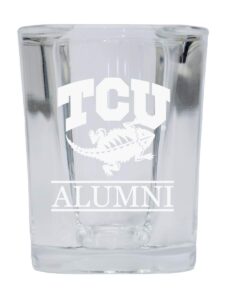 tcu horned frogs 2 ounce square shot glass laser etched logo design officially licensed collegiate product