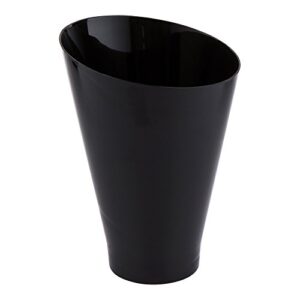 Restaurantware 7 Ounce Plastic Glasses 100 Round Incline Shooter Cups- Disposable Sturdy Black Plastic Round Bowls Unique Design For Soups Appetizers Or Desserts