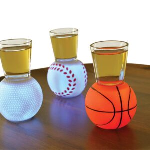 Perfect Life Ideas Light Up Shot Glasses Set - 3 Pcs Sports Ball Lighted Shot Glass Funny Drinking Glasses Bar Supplies Adult Party Favors