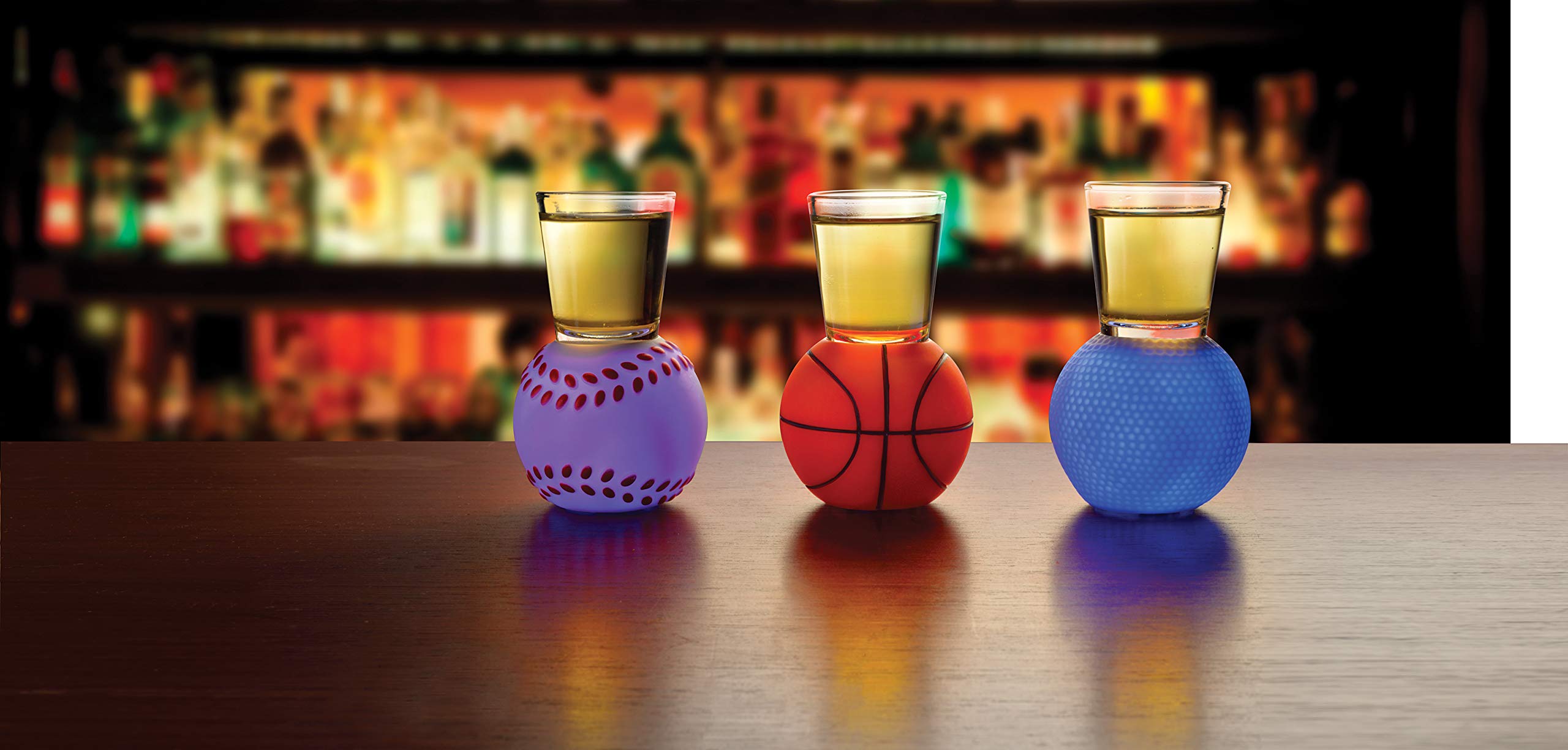 Perfect Life Ideas Light Up Shot Glasses Set - 3 Pcs Sports Ball Lighted Shot Glass Funny Drinking Glasses Bar Supplies Adult Party Favors