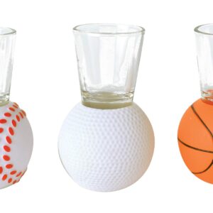 Perfect Life Ideas Light Up Shot Glasses Set - 3 Pcs Sports Ball Lighted Shot Glass Funny Drinking Glasses Bar Supplies Adult Party Favors