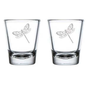 mip set of 2 shot glasses 1.75oz shot glass floral dragonfly