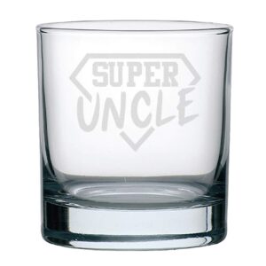 Veracco Super Uncle Whiskey Glass Funny Birthday Gifts Fathers Day Birthday Gifts For New Dad Daddy Stepdad (Clear)