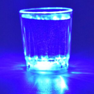 Set of 6 Crystal Clear Party L.E.D Light Up Shot Glasses - All One Size - Holds 2 fl. oz. (59 mL)