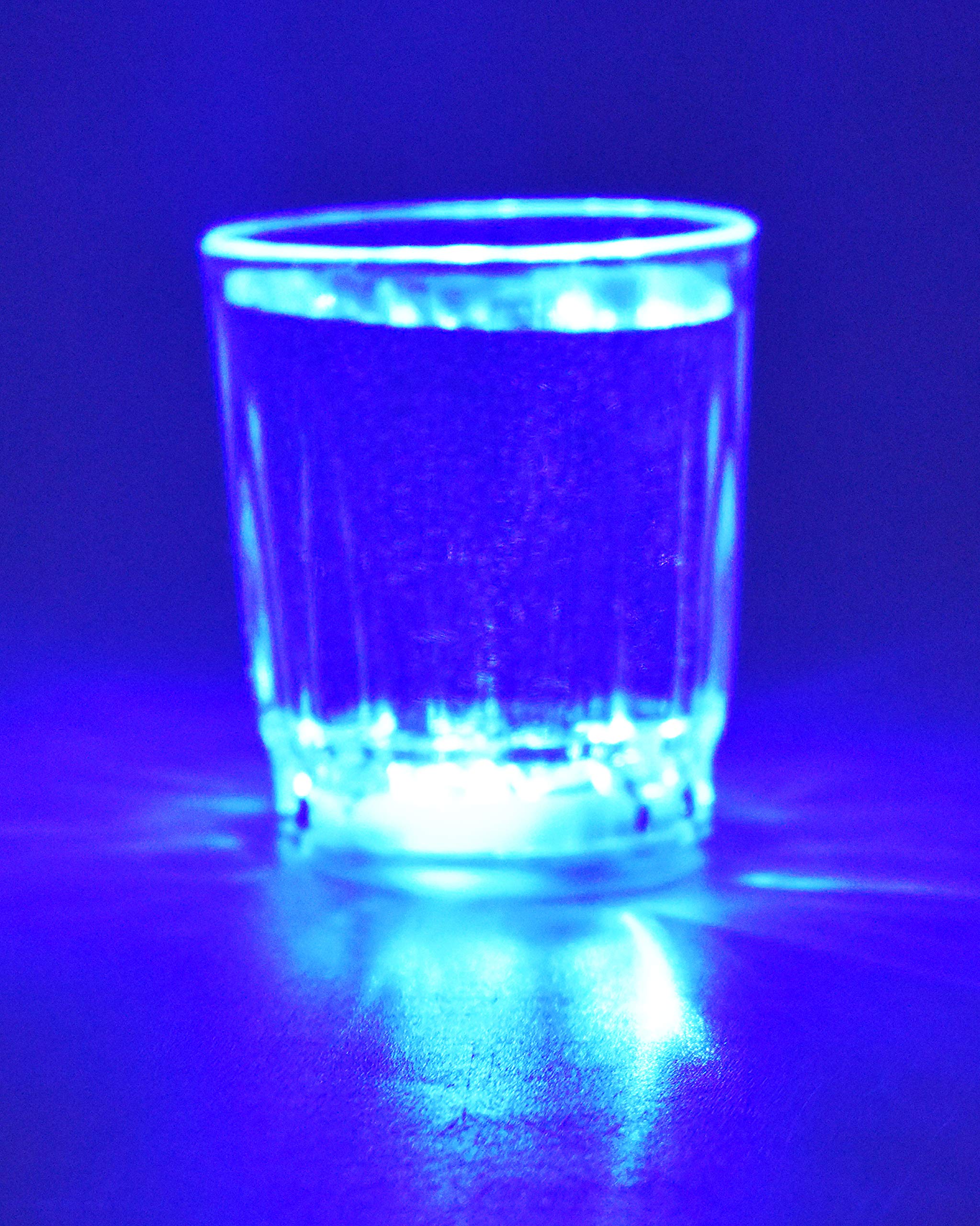 Set of 6 Crystal Clear Party L.E.D Light Up Shot Glasses - All One Size - Holds 2 fl. oz. (59 mL)