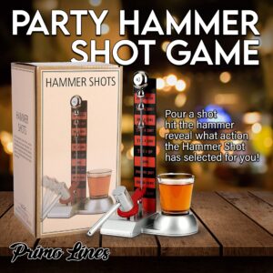 Primo Lines Hammer Shot Games for Adults - 1 Shot Glass and Hammer Shot Tower Bell, Gamble Guilt Free Party Game, Extraordinary Party Games for Adult, Perfect for Any Gatherings