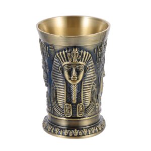 garneck metal vintage egyptian shot glass: egypt metal wine cup red wine goblet liqueur goblet wine chalice cup embossed engraving shot glass whiskey art craft decoration