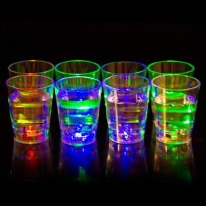 liquid activated multicolor led shot glasses ~ fun light up shots - 2 oz. - set of 8