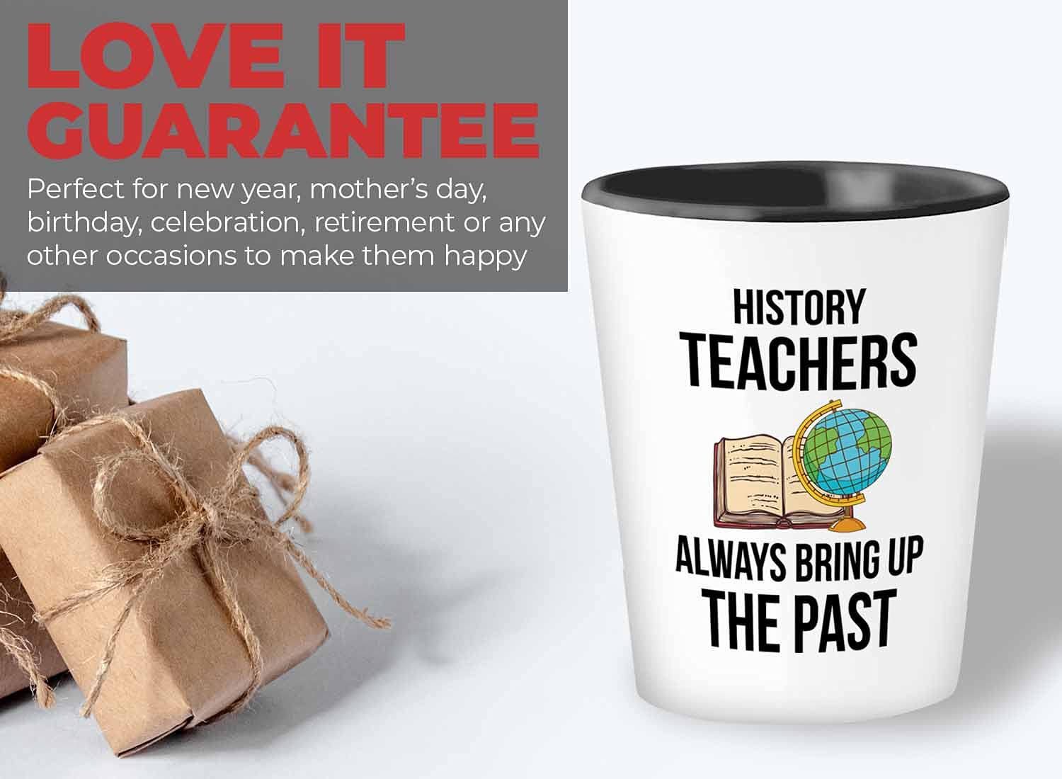 Bubble Hugs Occupation Shot Glass 1.5oz - History Teachers Always Bring Up The Past - Grateful Quotes for History Teacher Amazing Person Appreciation Classroom Historian