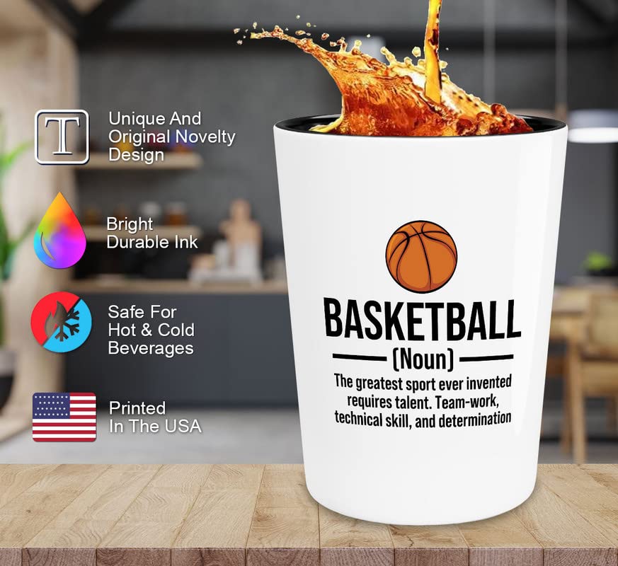 Flairy Land Basketball Shot Glass 1.5oz - Basketball definition - Playmaker Center Point Guard Shooting Guard Teammate Basketball Coach Trainee