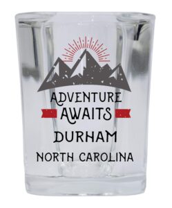 r and r imports durham north carolina souvenir 2 ounce square base liquor shot glass adventure awaits design