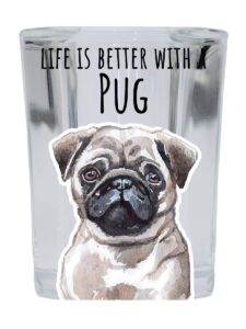 r and r imports i love my pug 2 ounce square base liquor shot glass