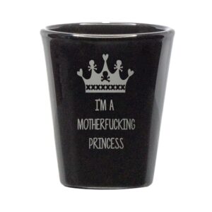 princess etched shot glass (black)