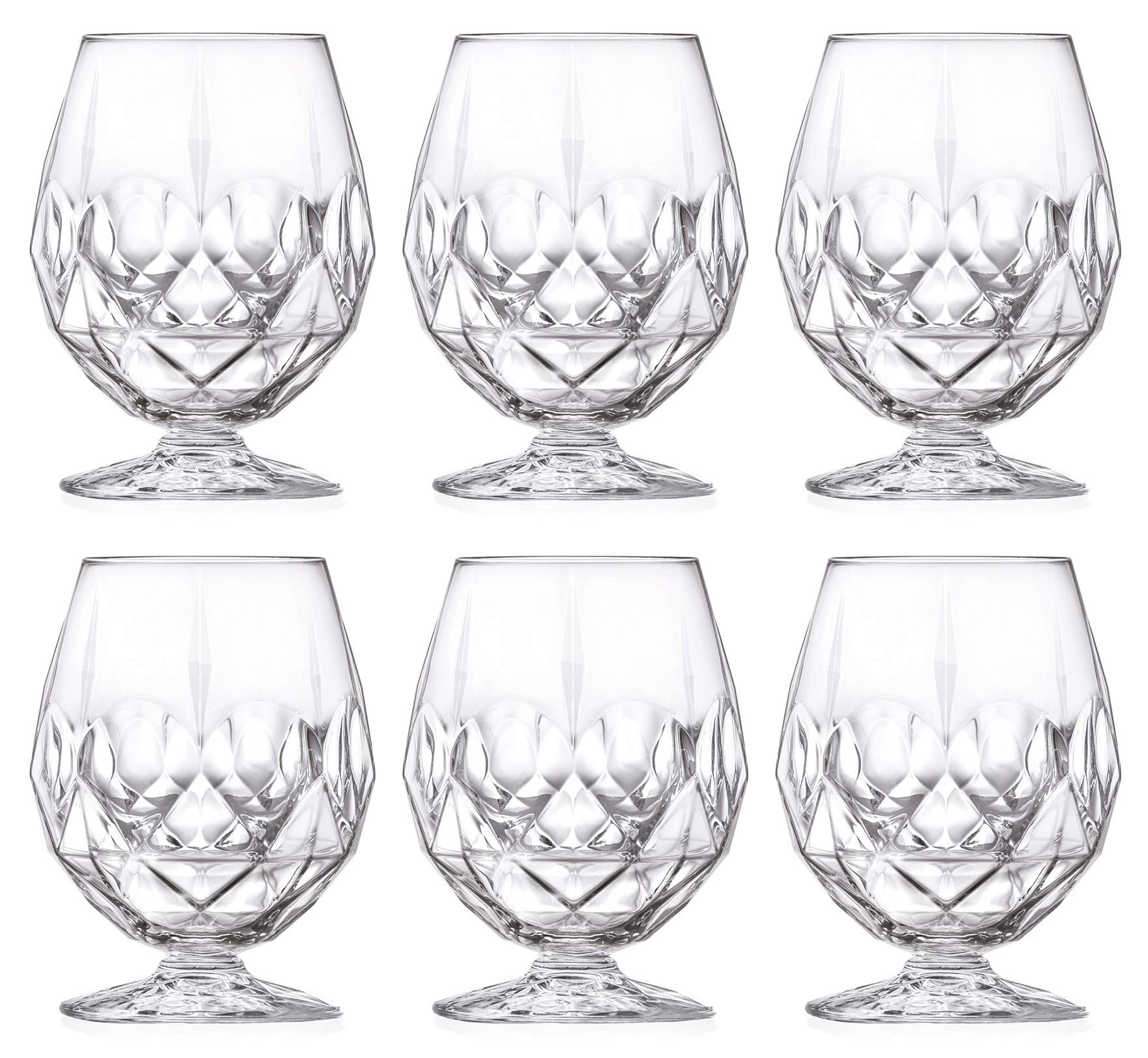 Barski Brandy Glass - Sherry - Cognac - Snifter - Stemless Goblet - Set of 6 Glasses - Non Leaded Crystal Glass - Great for Spirits - Whiskey - Bourbon - Liquor - Wine - 18 oz - Made in Europe