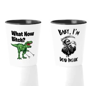 bubble hugs funny shot glass set of 2 1.5 oz, humorous sarcastic drinkware sarcasm motivational