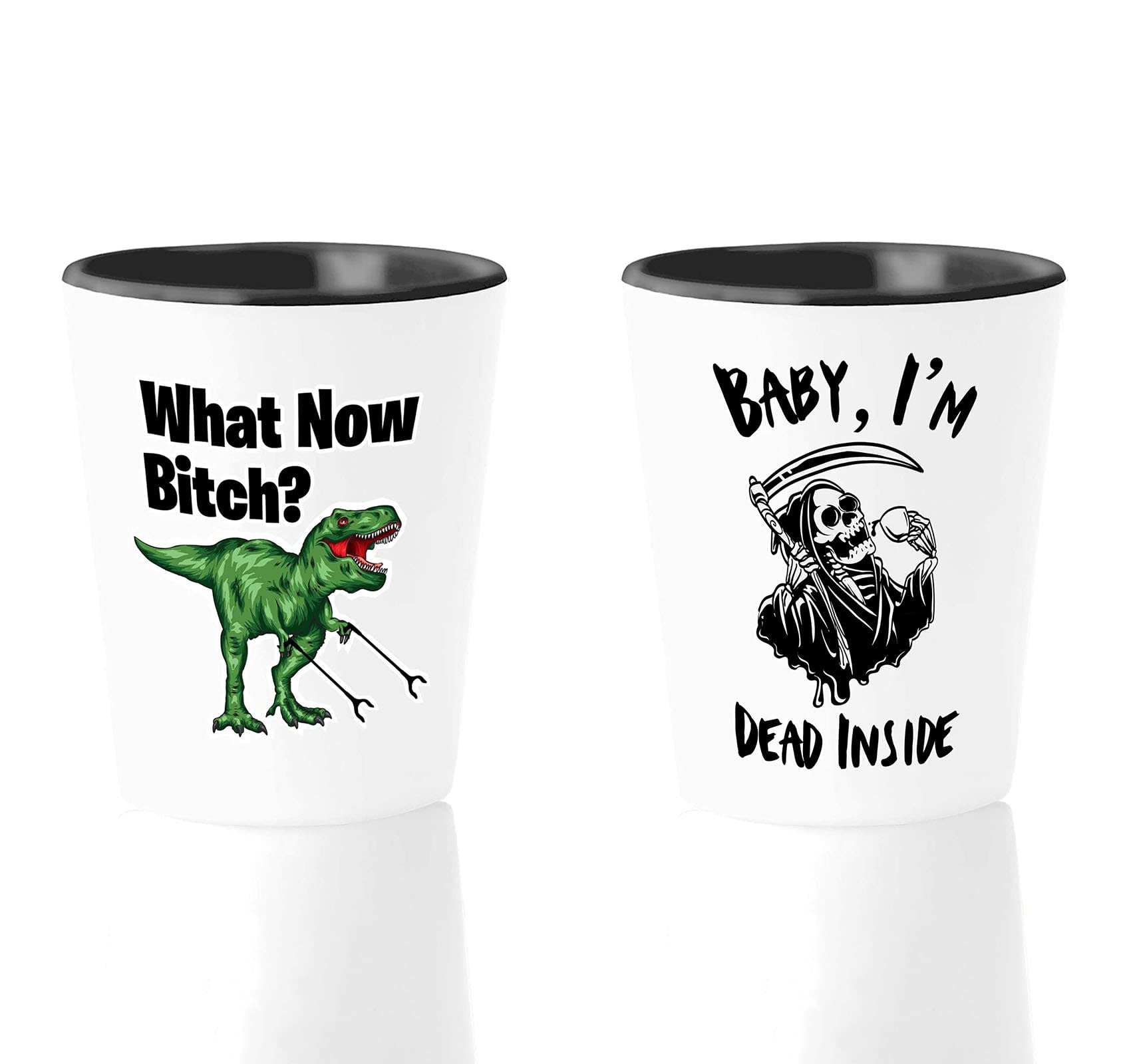 Bubble Hugs Funny Shot Glass Set of 2 1.5 oz, Humorous Sarcastic Drinkware Sarcasm Motivational