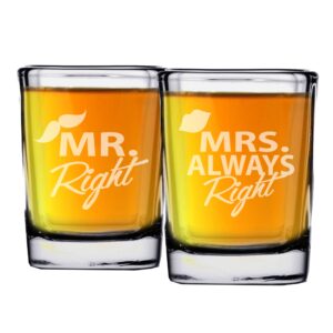 my personal memories set of 2 mr right and mrs always right couples shot glass set