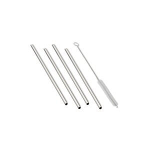 Outset Stainless Steel Straight Reusable Straws, 1 x 4.5 x 10 inches, Metallic