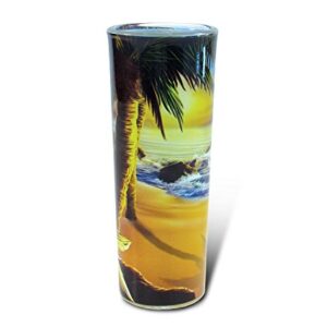 Puzzled Palm Tree Full Shot Glass, 1.84 Oz. Tequila Cocktail Whisky Vodka Unbreakable Glassware Novelty Shooter Glasses Handcrafted Drinkware for Home and Bar