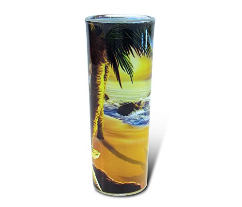 Puzzled Palm Tree Full Shot Glass, 1.84 Oz. Tequila Cocktail Whisky Vodka Unbreakable Glassware Novelty Shooter Glasses Handcrafted Drinkware for Home and Bar