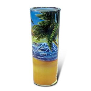 Puzzled Palm Tree Full Shot Glass, 1.84 Oz. Tequila Cocktail Whisky Vodka Unbreakable Glassware Novelty Shooter Glasses Handcrafted Drinkware for Home and Bar