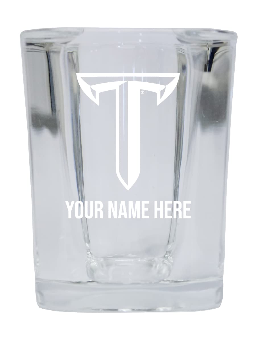 Personalized Customizable Troy University Etched Square Shot Glass 2 oz With Custom Name (1) Officially Licensed Collegiate Product