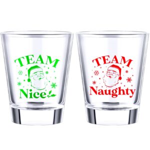 hotop 2 pcs christmas shot glasses funny christmas naughty nice novelty glass set holiday drinking glasses1.5 oz espresso shot