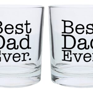 ThisWear Father Day Gifts for Dad Best Dad Ever Birthday Gifts for Dad Perfect Gifts for Dad Gift Lowball Glasses 2-Pack Round Lowball Tumbler Set Black