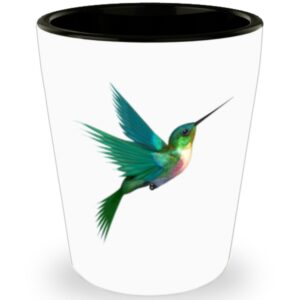 Blue Feather Web Hummingbird Shot Glass Gift for Hummingbird Lovers