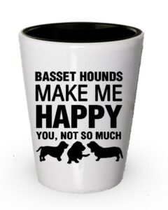 basset hounds make me happy shot glass - dog lover gift idea