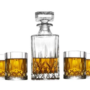 Modern-Depo Whiskey Liquor Rocks Glasses Crystal 10 Ounce Set of 4 Tumblers Barware for Cocktail Scotch Rum Bourbon Vodka Tequila Beverage