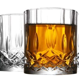 Modern-Depo Whiskey Liquor Rocks Glasses Crystal 10 Ounce Set of 4 Tumblers Barware for Cocktail Scotch Rum Bourbon Vodka Tequila Beverage