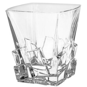 Barski - European Quality Glass - Crystal - Set of 6 - Square Shaped - Double Old Fashioned Tumblers - DOF - 11.7 oz. - with Ice Cubes Design - Glasses are Made in Europe