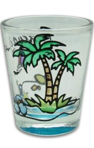 hawaiian hand painted shot glass palm beach